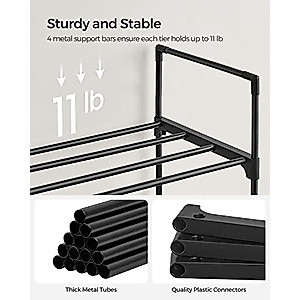 SONGMICS Shoe Rack, 3 Tier Shoe Organizer, Metal Shoe Storage Shelf for 15 Pairs of Shoes, Easy to Assemble, Entryway, Black ULSA303B02