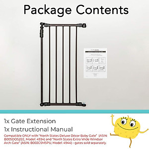 Toddleroo by North States 6-Bar Extension for Deluxe Décor Gate: Adjust your gate to fit your space. Add up to six extensions. No tools required. (Adds 15" Width, Matte Bronze)