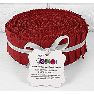 Soimoi 40Pcs Solid Red Cotton Precut Fabrics for Quilting Craft Strips 1.5 Inches Jelly Roll
