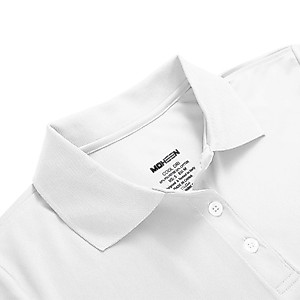 MOHEEN Women's Short Sleeve Polo Shirts Moisture Wicking Performance Athletic Golf Polo (White,XL)