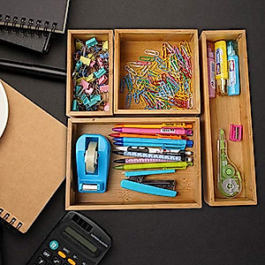 Aviboo Cabinet Drawer Organizer and Storage Tray Box Dividers Set Made of Bamboo Wood, Multipurpose Holder for Craft, Sewing, Office, Bathroom, Kitchen (1, 5.9x9.1x2.2 inch)