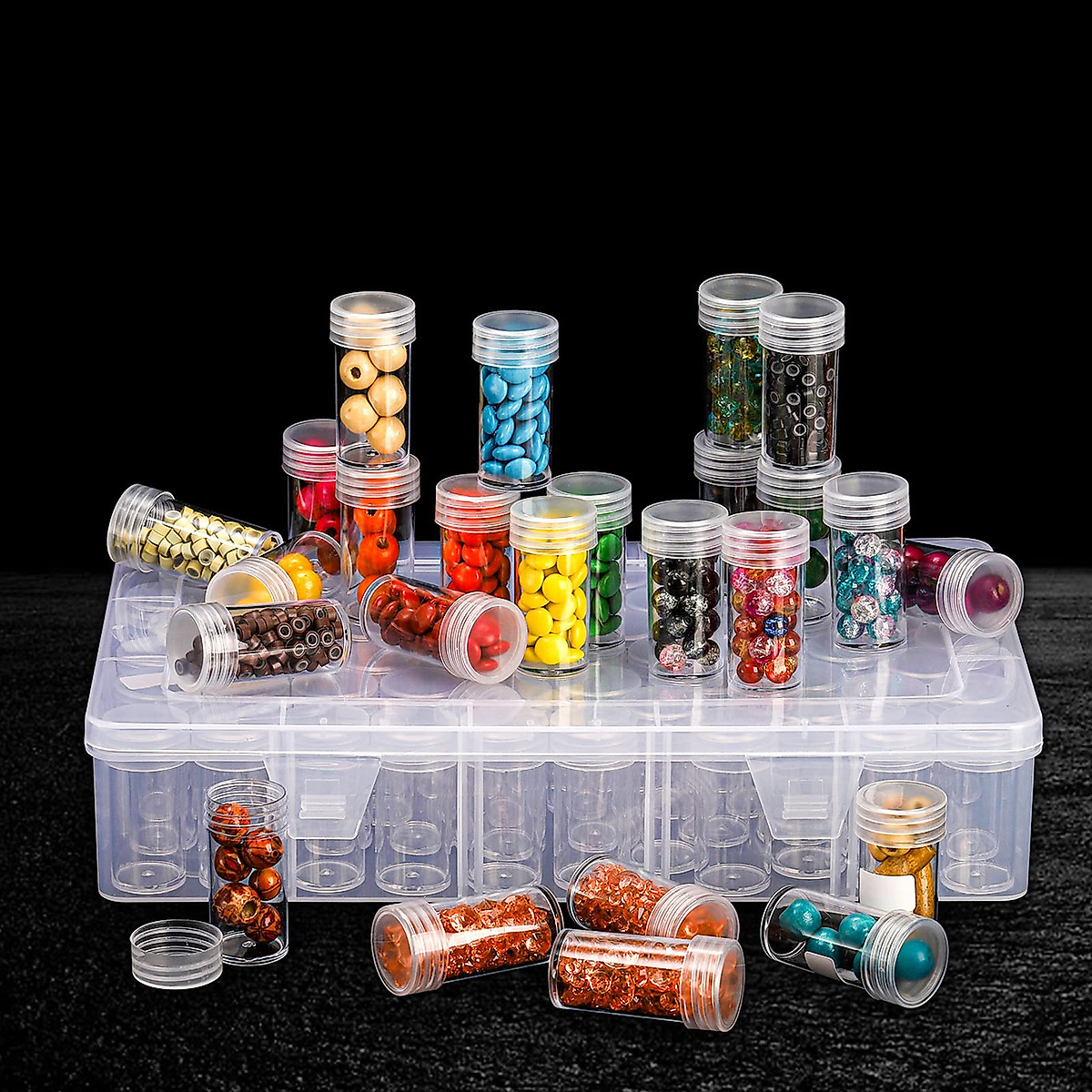 Pumtus 2 Pack Diamond Paint Storage Containers, 120 Grids Beads Organizer Box with Label Stickers, Plastic 5D Embroidery Accessories Storage Case Jars for DIY, Art, Craft, Rhinestone, Seed