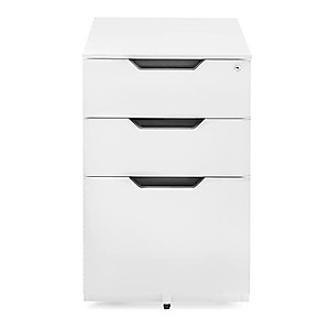 Amazon Basics 3 Drawer Mobile File Cabinet With Lock, White, 20.71" D x 15.51" W x 24.29" H