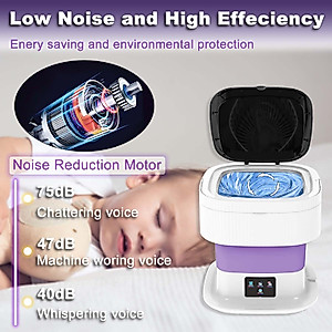 11L Portable Washing Machine, 2 in 1 Large Intelligent Laundry, Foldable Mini Washing Machine with Drain Basket Washer for Baby Clothes, Underwear, Apartment, Camping, RV, Gifts, Travel Purple