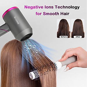 Hair Dryer with Diffuser 1850W Ionic Travel Blow Dryer Foldable Hair Dryer Fast Drying for Women Thick and Curly Hair Without Hair Damage