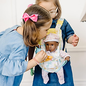 Melissa & Doug Mine to Love Carrier Play Set for Baby Dolls with Toy Bear, Bottle, Rattle, Activity Card, 14.25 x 8.25 x 2.5