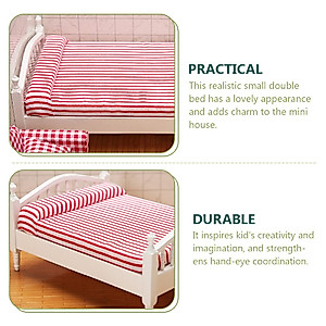 Totority Wooden Dollhouse Bed - 1: 12 Doll House Furniture Miniature Dollhouse Tabletop Accessories Dollhouse Furniture Mini Furniture