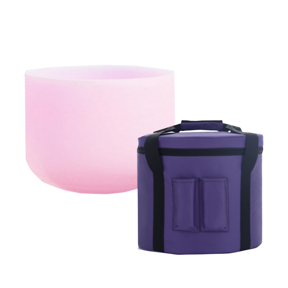 KVKA Pink Color F Note Heart Chakra Quartz Crystal Singing Bowl 8 inch with Carrying Case for healing sound Yoga