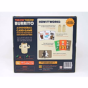 Throw Throw Burrito by Exploding Kittens - A Dodgeball Card Game - Family-Friendly Party Games - for Adults, Teens & Kids - 2-6 Players