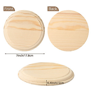 Pllieay 2Pcs 7 Inch Round Wooden Plaque Unfinished Circle Plaque, Wood Display Base for Craft Projects