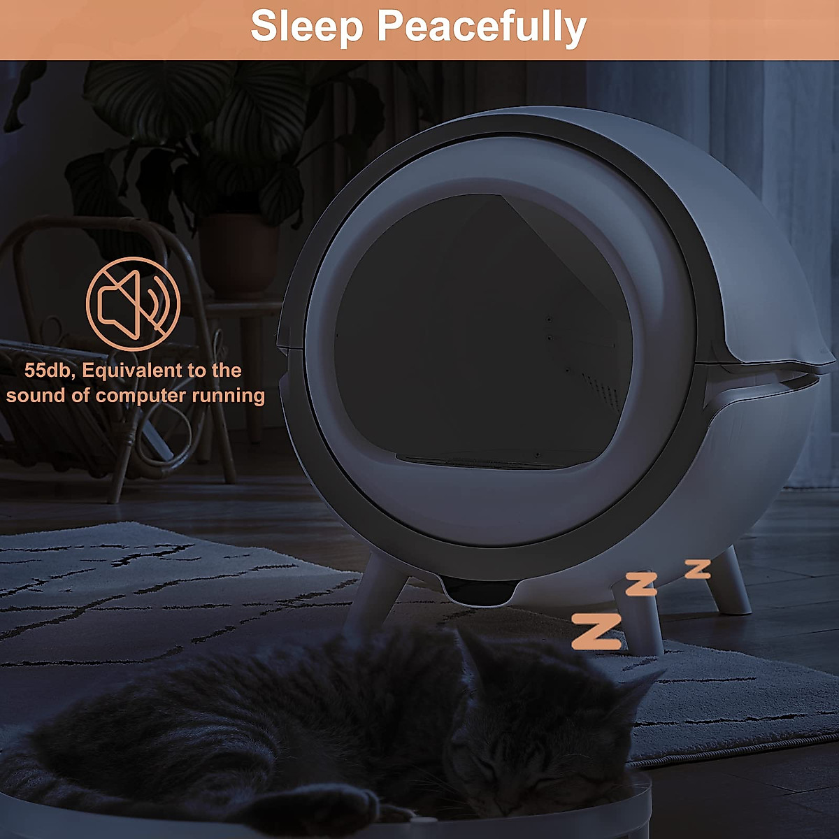 Self-Cleaning Cat Litter Box, FRAPOW No Scooping Automatic Cat Litter Box Safety Protection Extra Large Cabin Weight Sensor APP Control Timer Smart Cat Litter Box Washable Cleaning Cabin