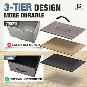 CAPHAUS Set of 2 Drawer Storage Tower w/ 2 Fabric Bins, Nightstand w/ 2 Drawers, Sorting Unit, Chest of Drawers, Organizer w/ P2 Board Top & Fabric Bins, Organizer Unit for Multi-purpose, Grey Oak