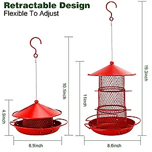 Bird Feeders for Outdoors Hanging, Retractable Metal Squirrel Proof Bird Feeders,3 Tier Large 6.6LB Capacity Wild Bird Feeders for Outside Garden Cardinal, Finch, Sparrow, Blue Jay