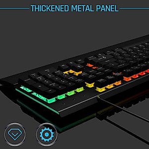 Mechanical Gaming Keyboard, Wired RGB Gaming Keyboard with Ergonomic Wrist Rest, 104 Keys USB Computer Keyboard for Laptop/Desktop/PC (Black)