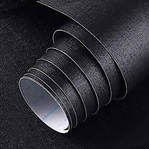 (394inx17.7inch Peel and Stick Wallpaper Black Contact Paper Self Adhesive Easy to Apply Wall Coverings Shelf Home Decorative Wall Paper Textured Shelf Decorative