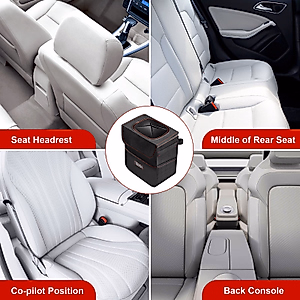 Simple Deluxe Car Trash Can with Lid and Storage Pocket, Leak-Proof Car Garbage Can with Adjustable Strap, Collapsible Portable and Waterproof Trash Bag, 2 Gallon, 8.2" L x 5.5" W x 10.2" H, Black