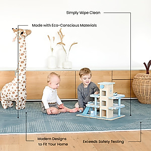 Toddlekind Playmat - Premium Foam Playmat, 4 x 6 feet, 6 Tile Extra Thick Foam Floor Puzzle Mat for Babies/Toddlers Stylish, Non-Toxic, Odorless. Perfect for Tummy Time, Crawling, and Play. Ideal for Nursery and Playroom. 0m+ (Green/Blue)