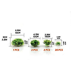 Artificial Aquarium Green Water Plants Grass Ball Set 25 Pcs, Fish Tank Aquarium Decorations, Made of Soft Plastic