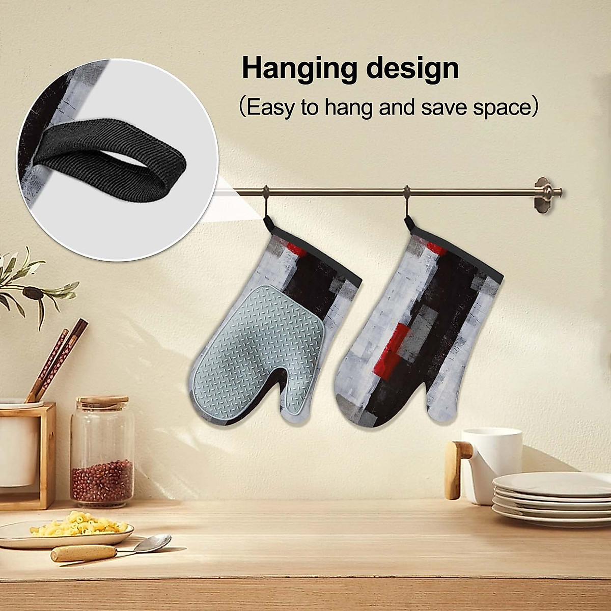 MCALK 5 Pcs Brown Oven Mitts and Pot Holders Sets, Dark Brown Oven Gloves and Hot Pads for Kitchen Cooking, Abstract Modern Art Oven Mitt Potholder is Both Functional and Decorative