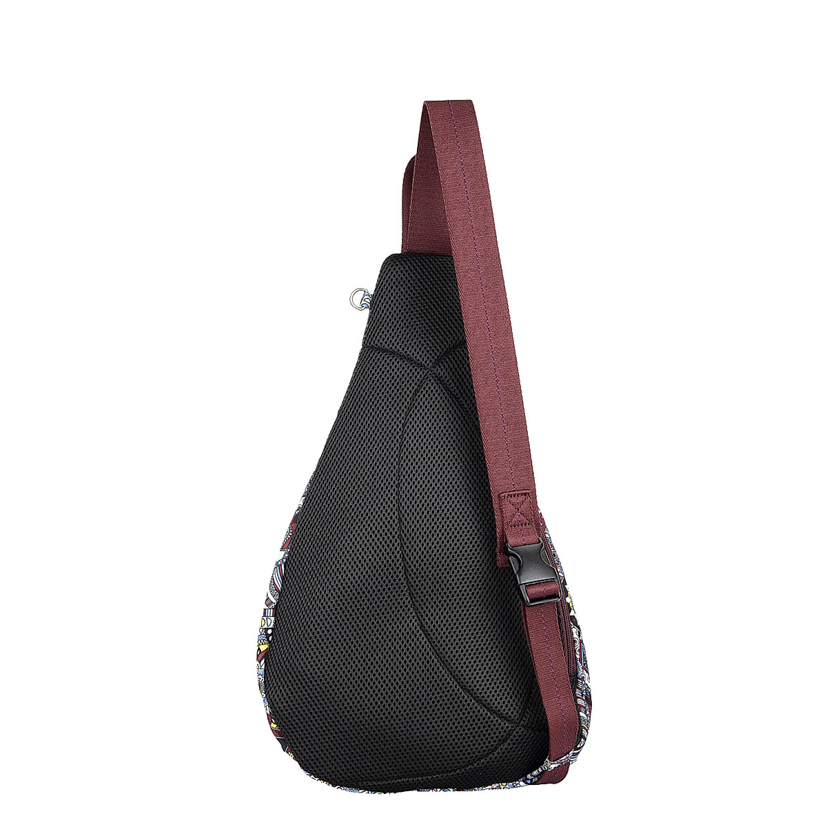 Sakroots On The Go Sling Backpack in Eco Twill, Adjustable Sling Strap, Cabernet Wanderlust