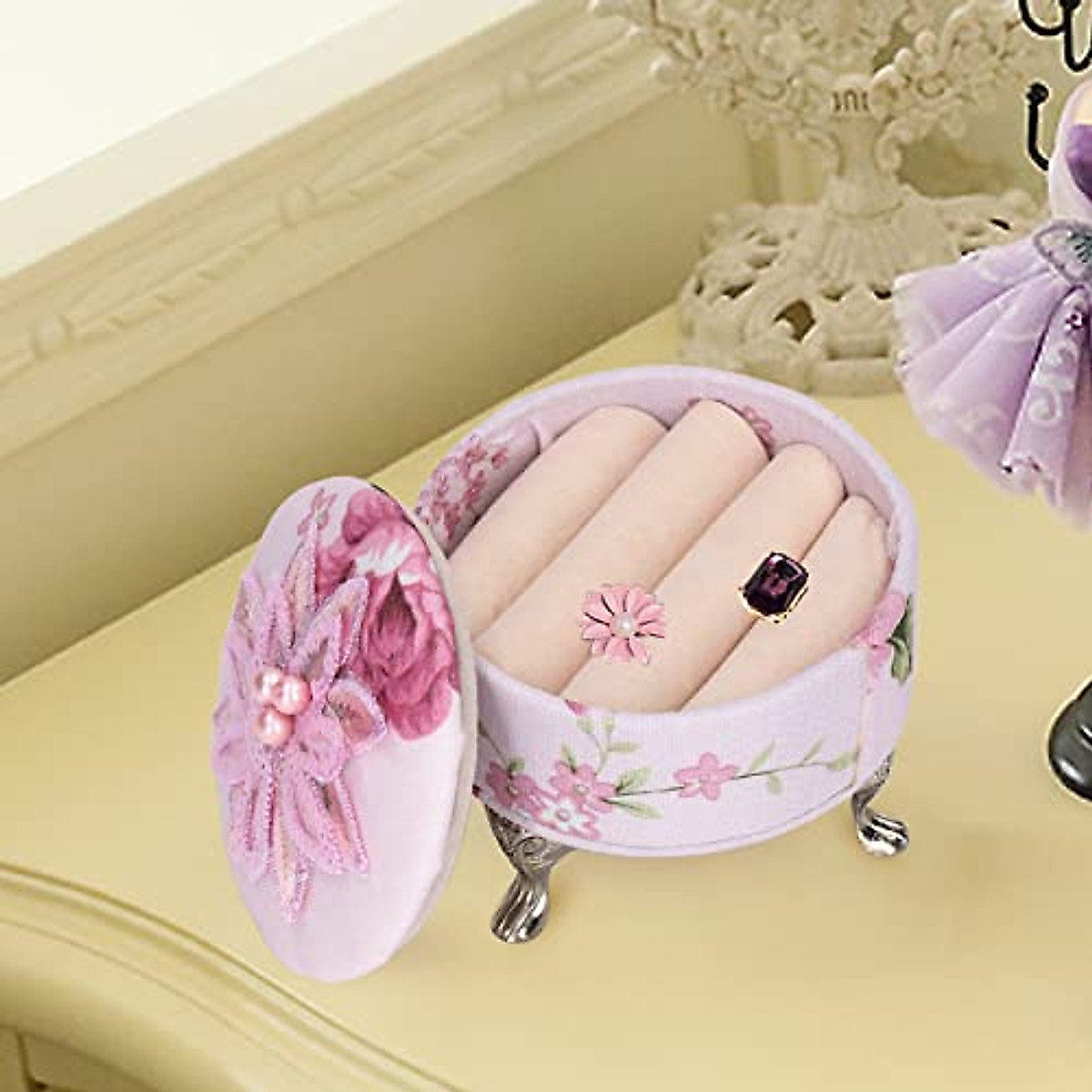 Agatige Baby Toys Jewelry Storage Box, Openable Cover Lace Flower Soft Cloth Kids Jewelry Box for Home Decoration