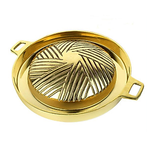 CoziNest Mookata Brass Grill Pan Thai Korean Japanese Style BBQ Grill Steak Hot Pan Nonstick Indoor/Outdoor Cooking 11in.