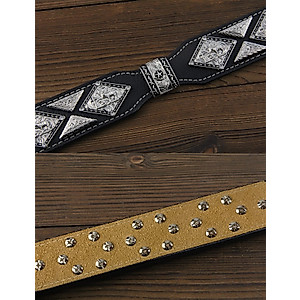 URAMAN Mens Western Belt Cowboy Country Concho Leather Belt for Jeans Pants Rodeo