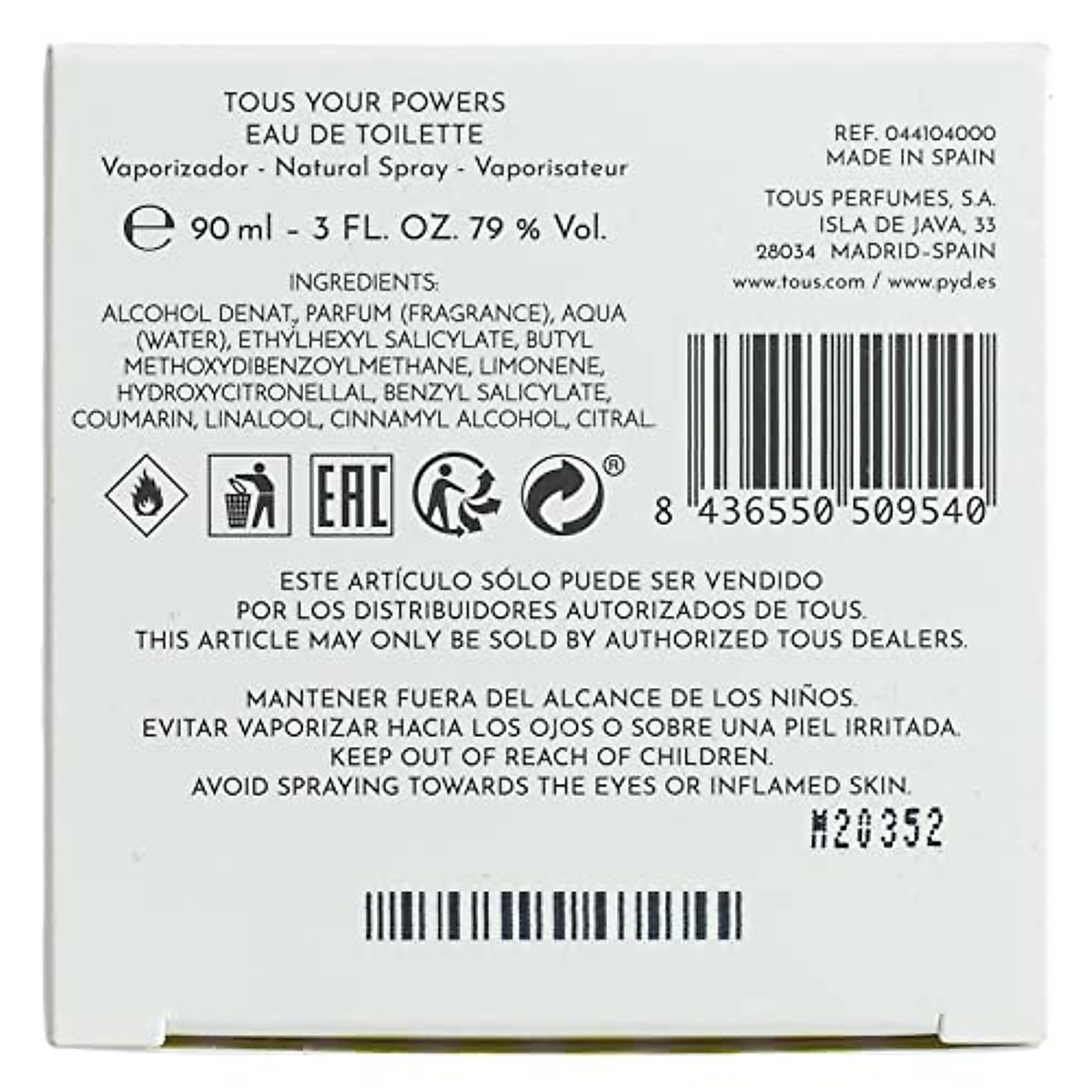 TOUS YOUR POWERS by Tous, EDT SPRAY 3 OZ