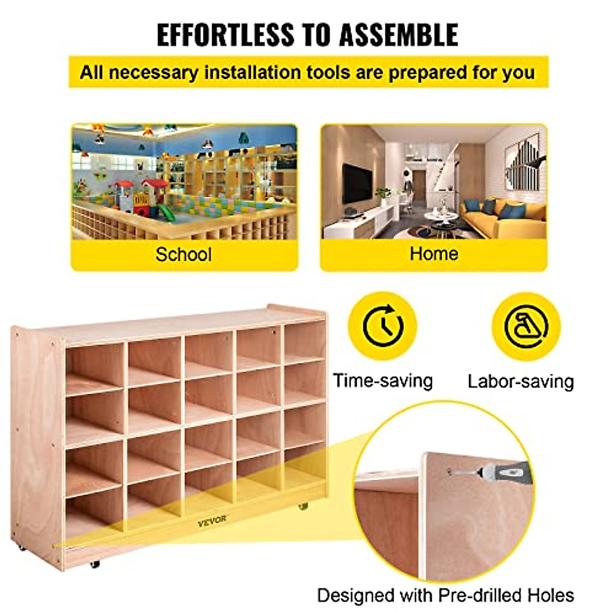 Happybuy 20-Section Cubbies for Classrooms, Cubby Storage Cabinet, Classroom Cubbies, Compartment Storage Cabinet, Classroom Furniture for Home, School, Kindergarten
