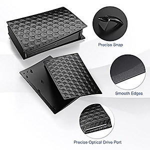 TESSGO PS 5 Disc Edition Cellular Black Face Plates Cover Shell Case for Play station 5 Console