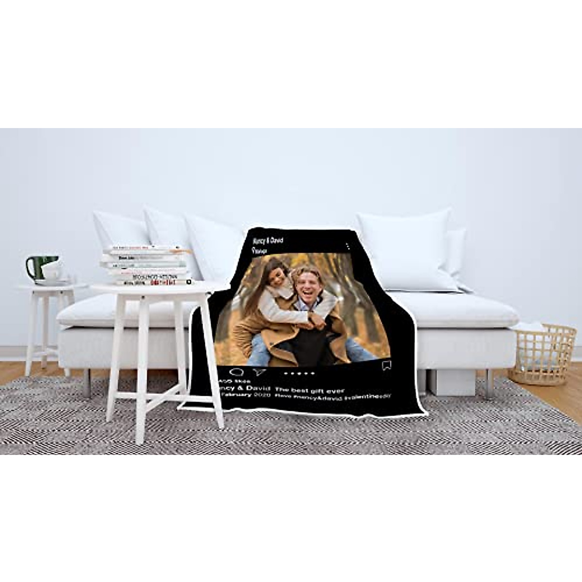 Personalized Official Social Media Post Style Blanket, Custom Name & Text Blanket Gifts for Him Her Men Women, Anniversary Ideas with Photo Throw Blankets