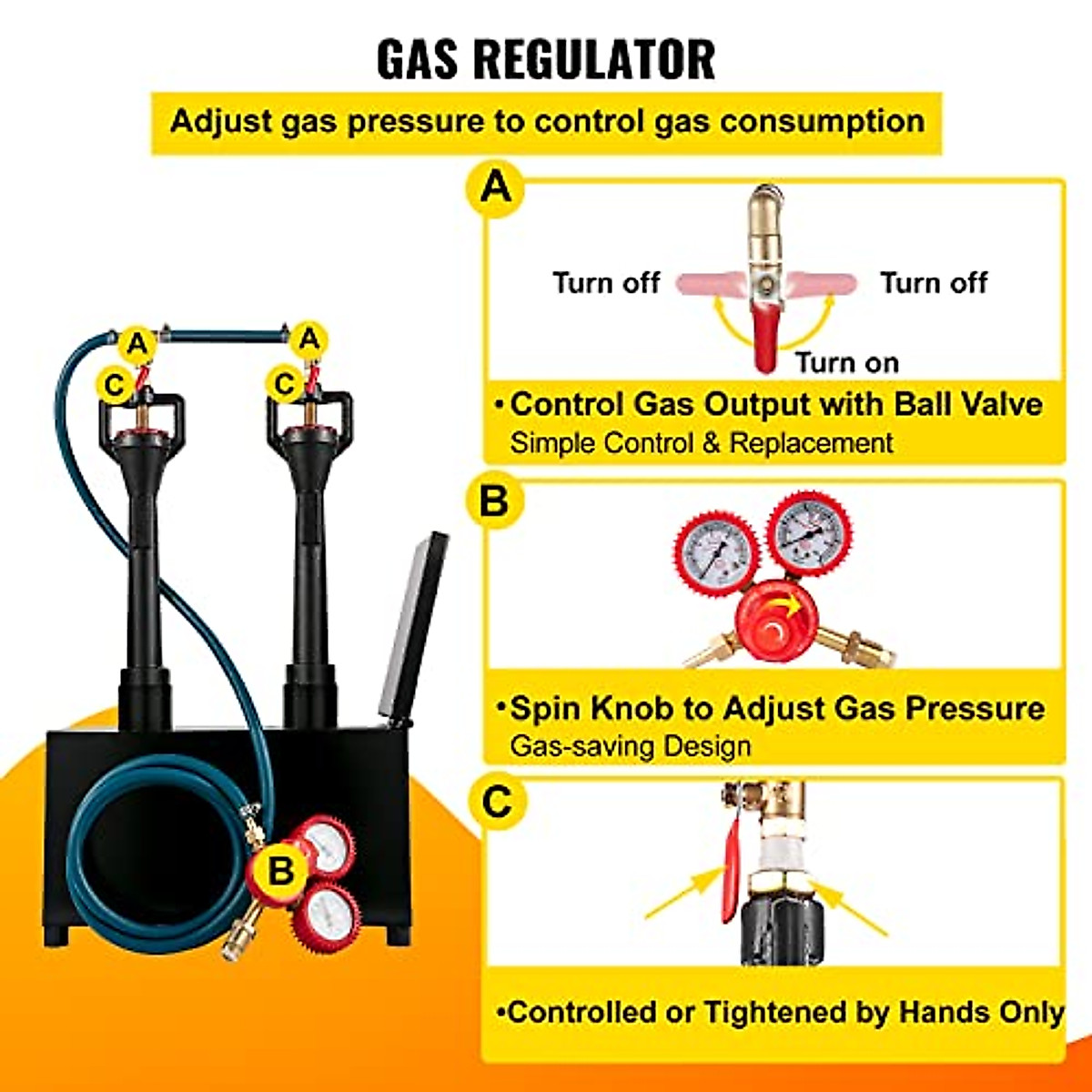 VEVOR Farrier Furnace with Dual Large Capacity Portable Square Metal Propane Knife Forge, 2 Burners-Single Door, Black