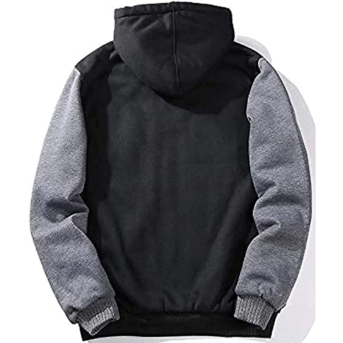 SCODI Hoodies for Men Winter Fleece Sweatshirt - Full Zip Up Thick Sherpa Lined 1712-BlackGrey-L