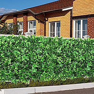 DETTELIN Artificial Hedge Plant Panel, 16x24inch Topiary Hedge Plant Grass Wall Privacy Hedge Screen Panels, Vine Leaf Greenery Backdrop Decoration