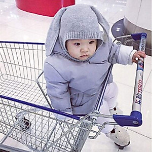 Toddlers Baby Girls and Boys Rabbit Ears Beanie Cap Winter Warm Knit Caps Scarf Woolen Earflap Hood Warm Skull Knit Caps (Hat2-Grey)