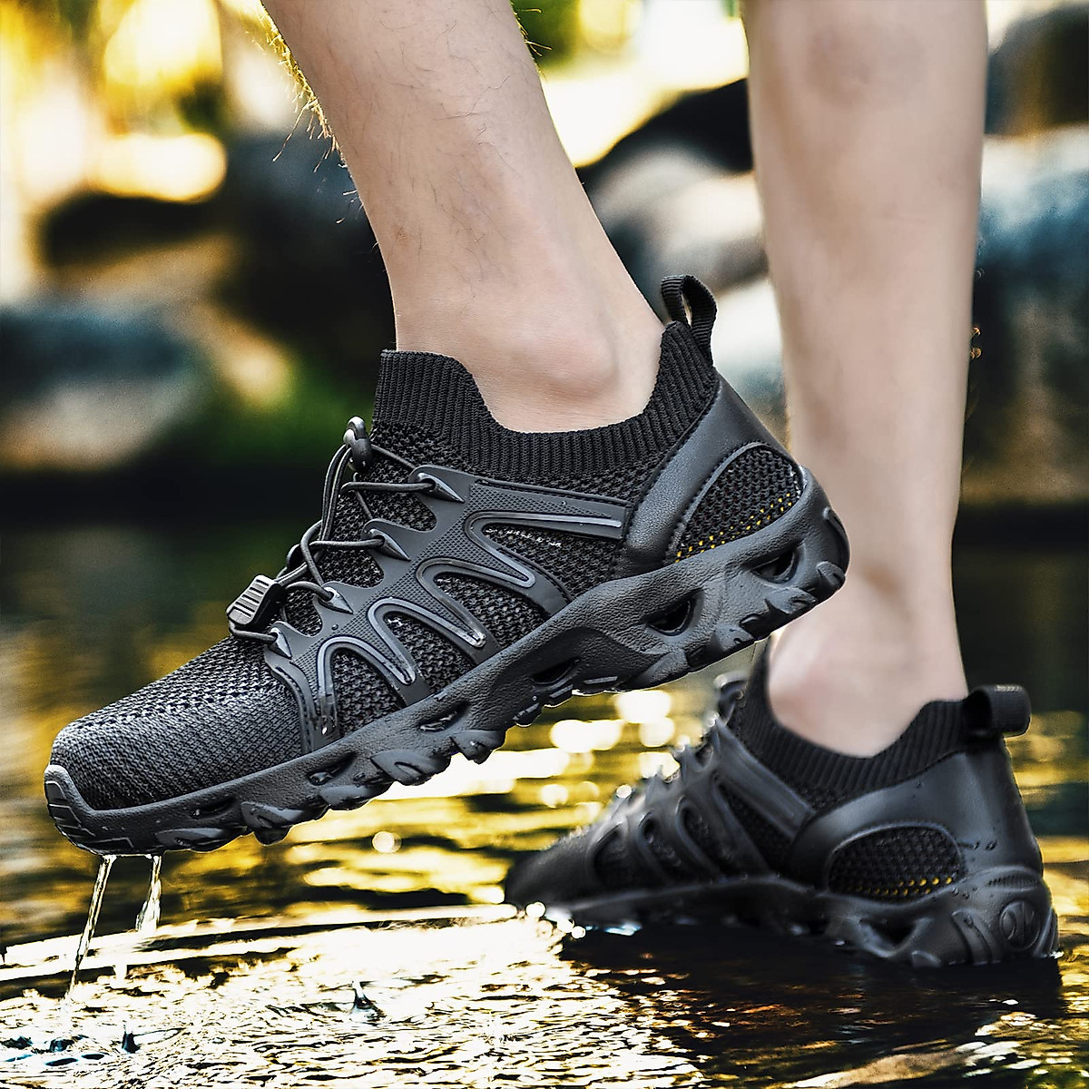 Alibress Water Shoes for Women Men Lightweight Men's Water Hiking Shoes Slip-on Women's Hiking Water Shoes Quick-Dry Aqua Shoes Beach Shoes Swim Shoes River Shoes Black Water Shoes Size Men 12