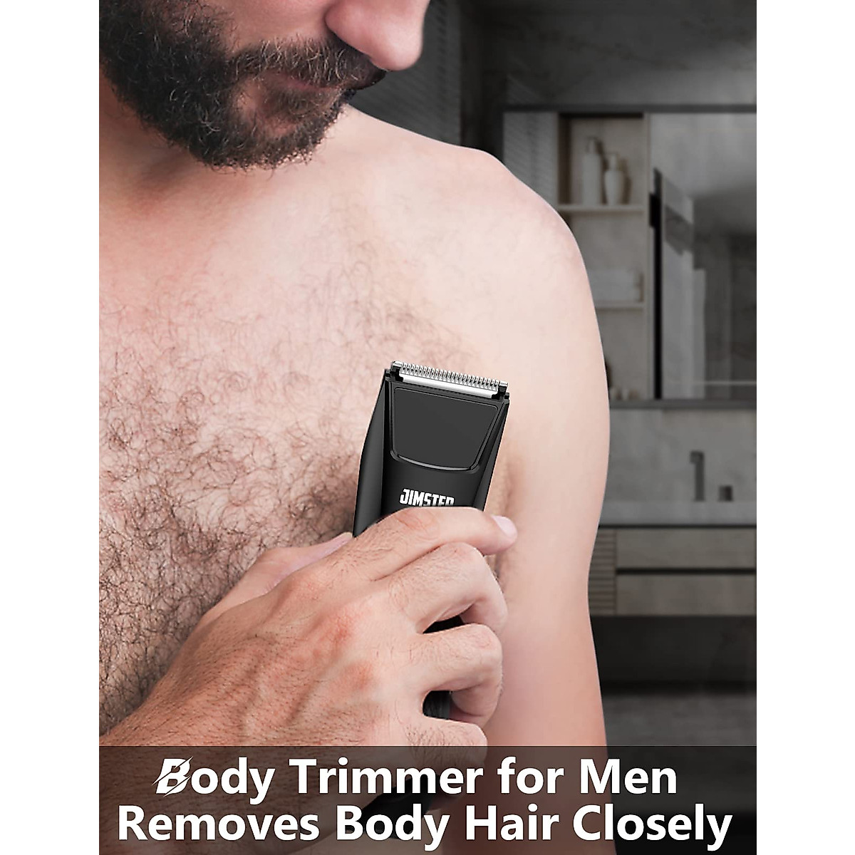 Body Trimmer for Men, [No Nicks, No Cuts] Electric Groin Hair Trimmer, No-Nick Guides Ceramic Blade Heads, Waterproof Wet Dry Clippers for Body, Cordless Male Pubic Trimmer with Lighting Mirror