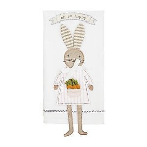 Mud Pie Easter Bunny Dangle Leg Towel, Pink Bunny, 21" x 14"