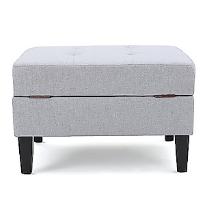 Christopher Knight Home Zahra Fabric Storage Ottoman, Light Grey