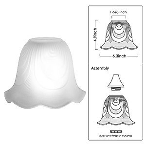 Glass Shade Light Fixture Accessory, Replacement Glass Lampshade with Bell Shaped and trumpet Rim, 1.63inch Fitter, 4.8inch High, 6.4inch Diameter, Lamp Shade Cover for Pendant Lights Table lamp