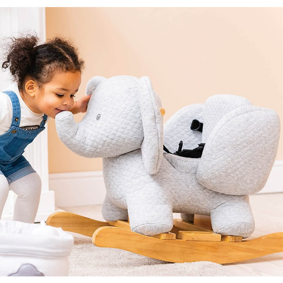 Nattou Rocking Horse Animal for Children, Tembo The Elephant, 10-36 Months, 25"x13"x18" in (64 x 34 x 46 cm), Grey, 929141