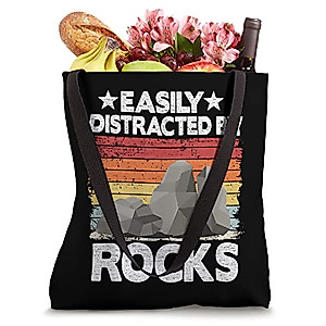 Easily Distracted By Rocks Collector Mineral Retro Geologist Tote Bag