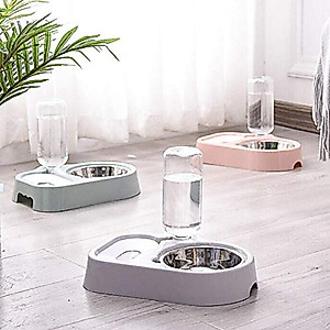 Small Animal Water and Food Bowl Set, Double Design Food Feeder and Water Dispenser,Cats&Dogs Automatic Water Dispenser with Food Bowl,Automatic Water Filling Dog Cat Double Bowl Stainless Steel Bowl