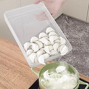 Jwthee 4PCS Food Storage Container, Stackable Dumpling Storage Box Airtight Cookie Storage Containers Transparent Food Containers with Lid for Kitchen and Fridge