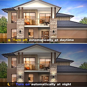 DASTOR 4 Pack Dusk to Dawn Outdoor Wall Lights, 3000K Warm White Exterior Light Fixture, Up and Down Porch Lights Outdoor Wall Mount, Waterproof Outside Lights for House Porch Garage