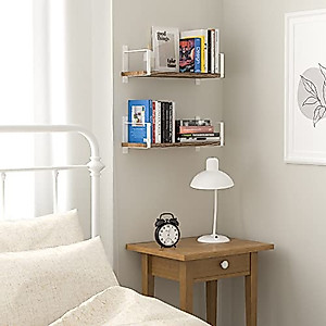 Wallniture Toledo 17"x6" Floating Shelves, Floating Bookshelf for Living Room, Wall Shelves for Bedroom, Kitchen Organization, Bathroom Storage Shelves Burnt Set of 2