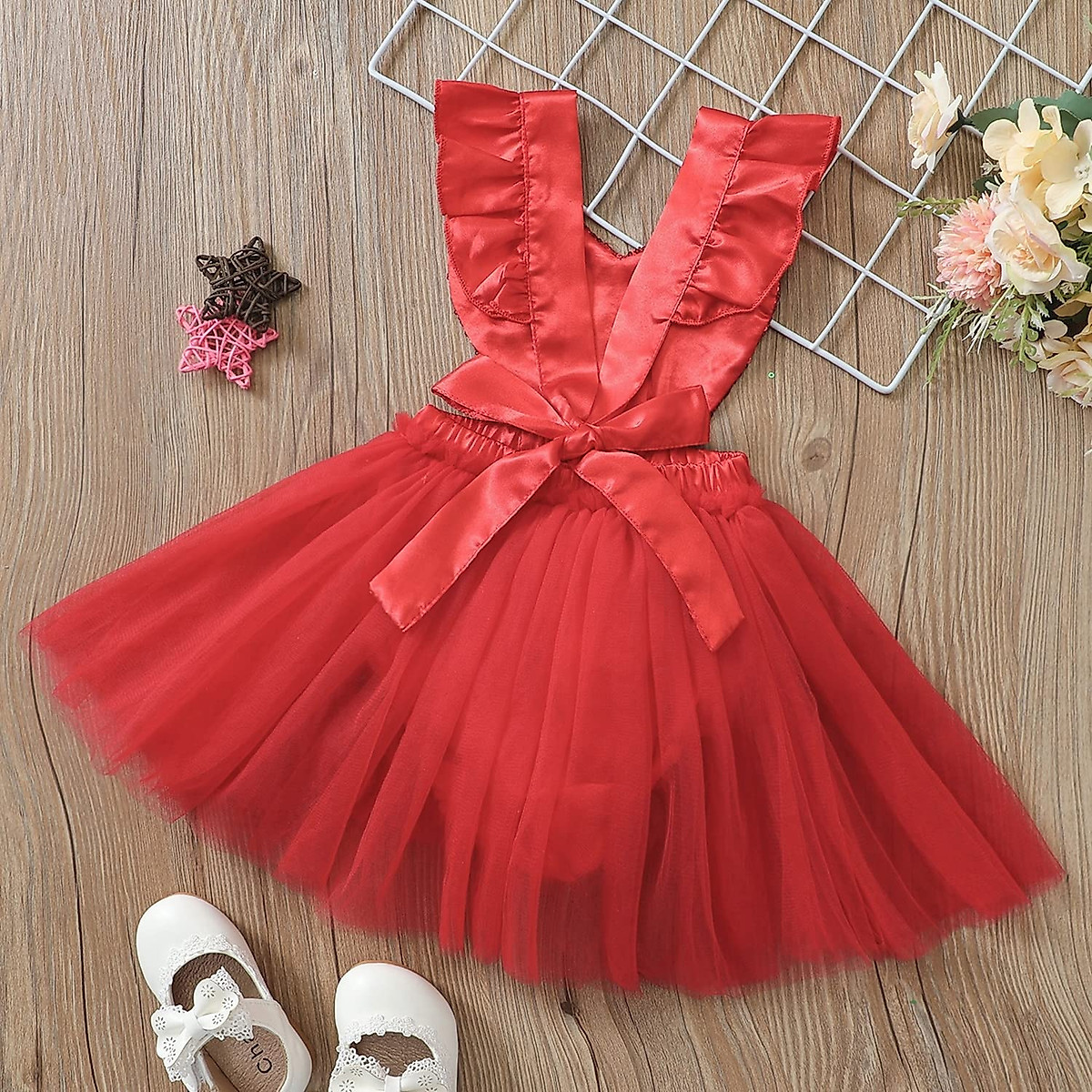 AGQT Baby Girls Christmas Outfit Heart Halter Romper Valentine's Day Birthday Tutu Dress Sequin Mother's Day Outfit Stripe Backless Dress Size 0-6 Months