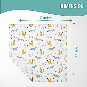 Featherhead™ 4-Pack 100% Cotton Muslin Swaddle Blankets for Baby Boy - Large 47”x 47” - Pre-Washed, Soft, & Breathable - Newborn Essential & Perfect Baby Registry Gift (Blue Foxes)