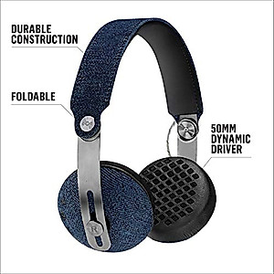 House of Marley Rise: Over-Ear Headphones with Microphone, Wireless Bluetooth Connectivity, and 12 Hours of Playtime (Denim)