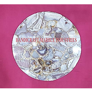 15" Inch Round (Customize Sizes) Natural Brown Agate Glass Coffee Table with Metal Base, Agate Table, Stone Coffee Table, Agate Table Top, Agate Round Coffee Table